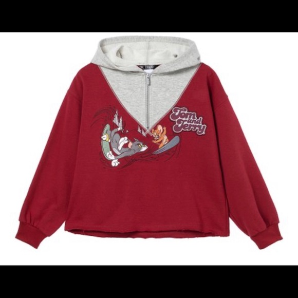 TRUCE | Jackets & Coats | Truce Tom Jerry Dark Red Characters Hoodie Sz ...